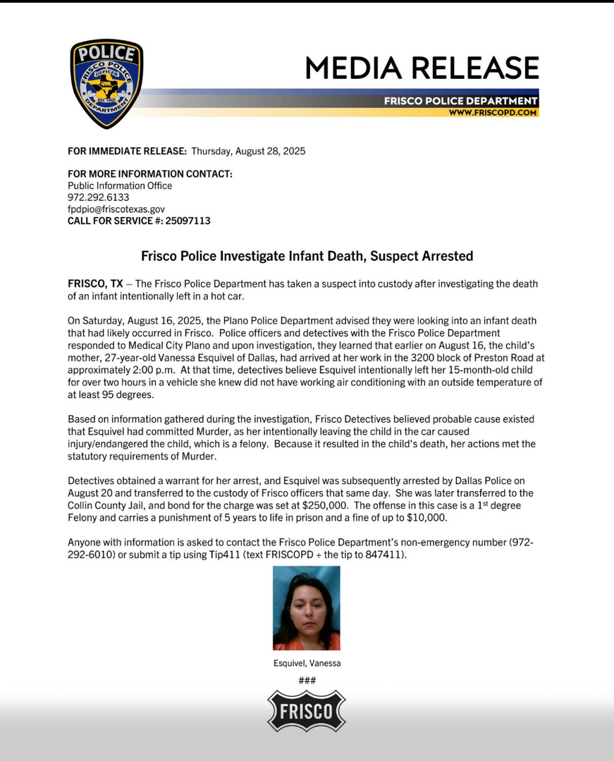 Frisco PD MEDIA RELEASE