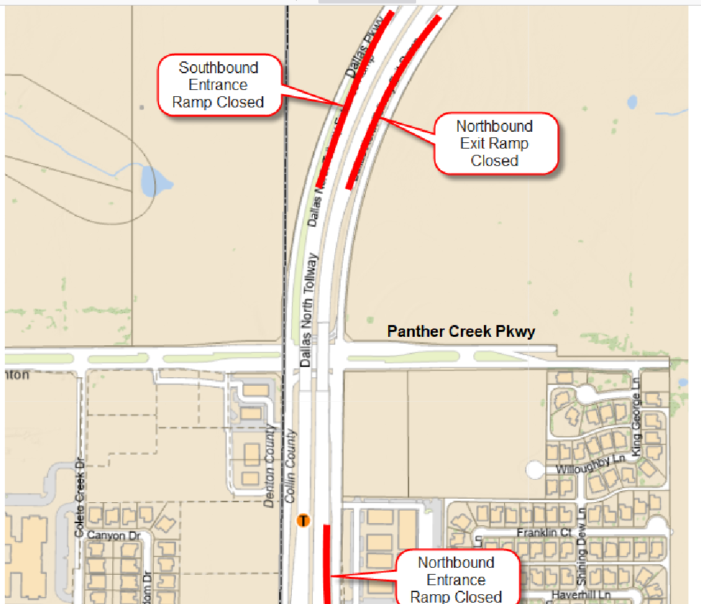 Dallas North Tollway Ramps Closed Near Panther Creek Parkway : r/FriscoTX